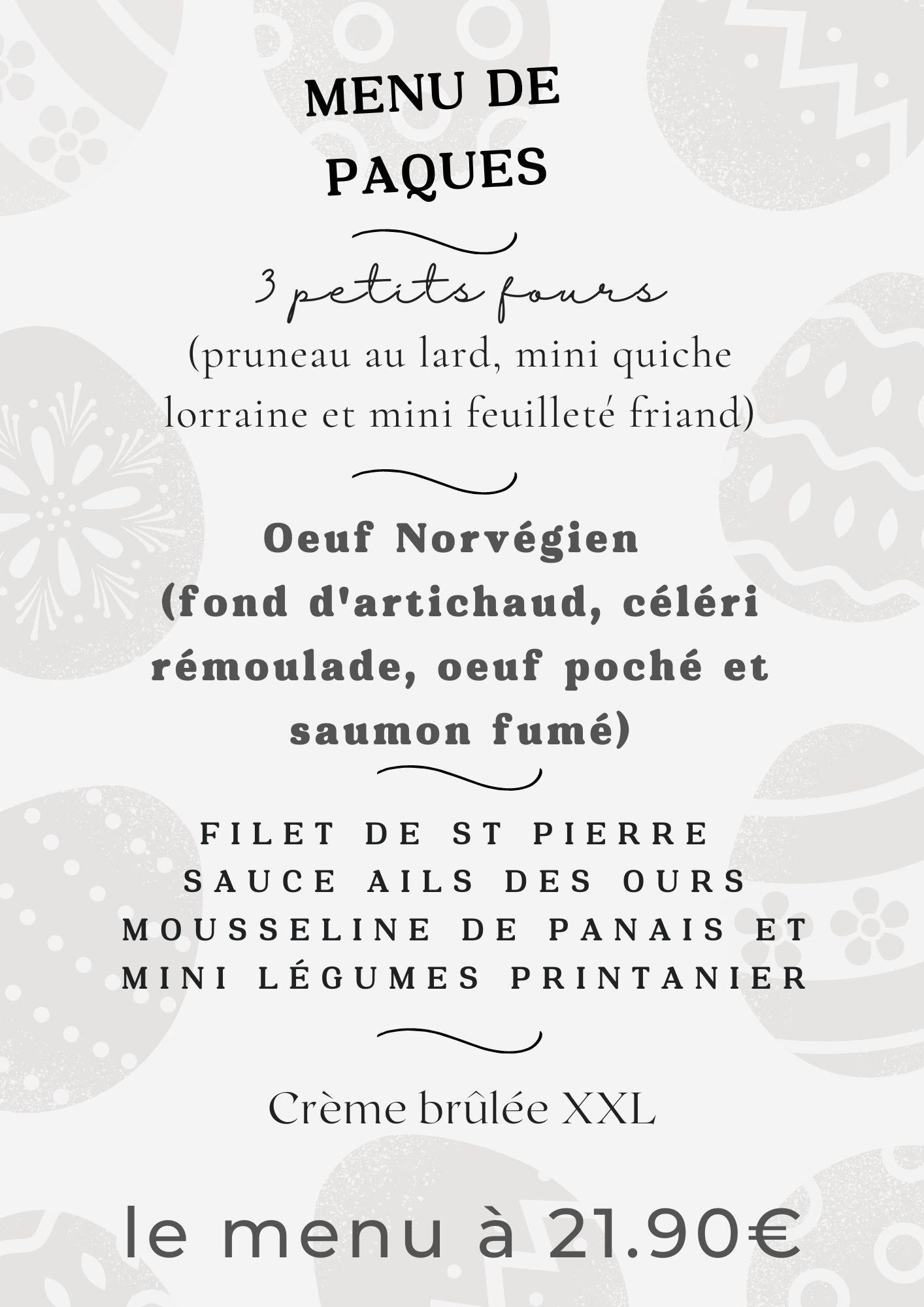 Menu de Pâques - Maison Loyzance